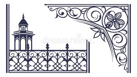 An Elegant Wrought Iron Corner Decoration With Floral Swirls Vector Design Generative Ai Stock