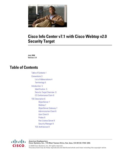 Pdf Cisco Info Center V7 1 With Cisco Webtop V2 0 Security Target