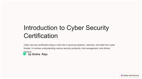 Introduction To Cyber Security Certification Pptx