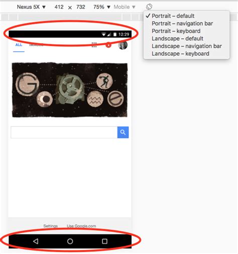 Android Chrome Dev Tools To Emulate Mobile Devices With Navigation Bar Stack Overflow