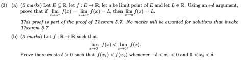 Solved A 5 Marks Let E⊆r Let Fe→r Let A Be Limit