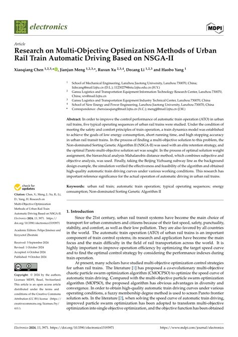 Pdf Research On Multi Objective Optimization Methods Of Urban Rail