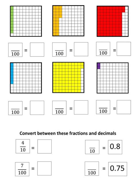 Tenths And Hundredths Worksheets
