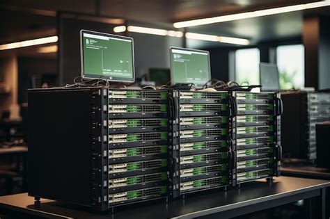 Premium Photo Active Server Operation With Cryptocurrency Mining For