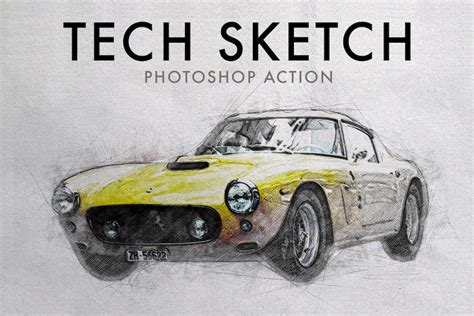 Tech Sketch Photoshop Action Actions And Presets Including Sketch