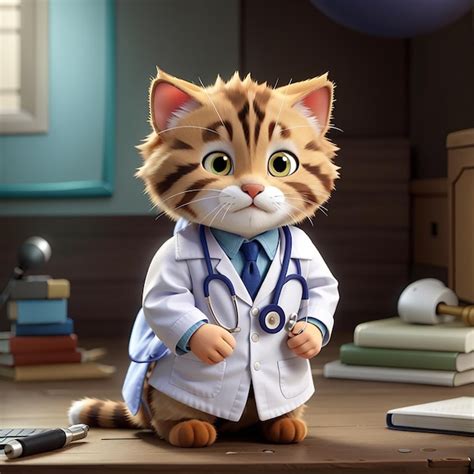 Premium Photo Cute Cat Wearing Doctor Dress