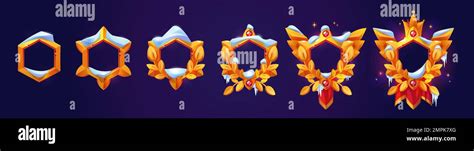 Golden Hexagon Frames Of Snowy Game Avatars Fantasy Ranking Badges