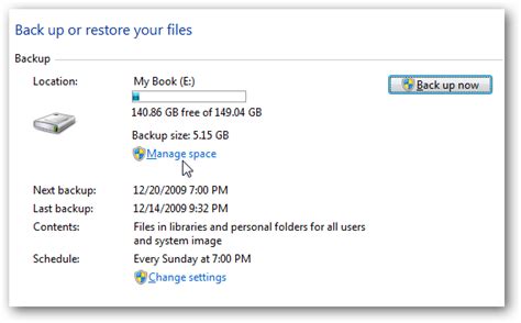 How To Manage Hard Drive Space Used By Windows 7 Backup And Restore