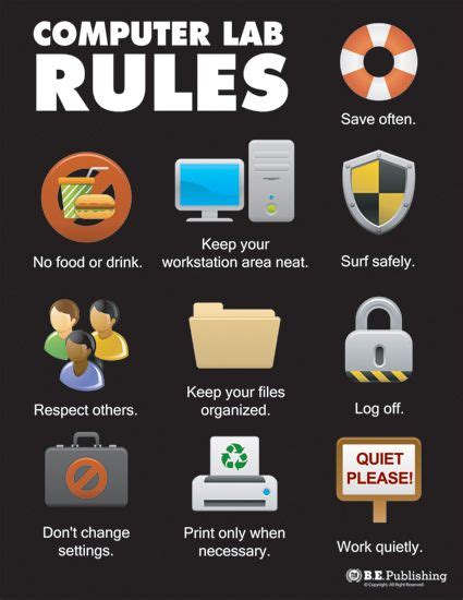 computer lab posters computer lab rules elementary computer lab