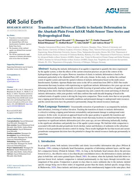 Transition And Drivers Of Elastic To Inelastic Deformation In The Abarkuh Plain From Insar Multi