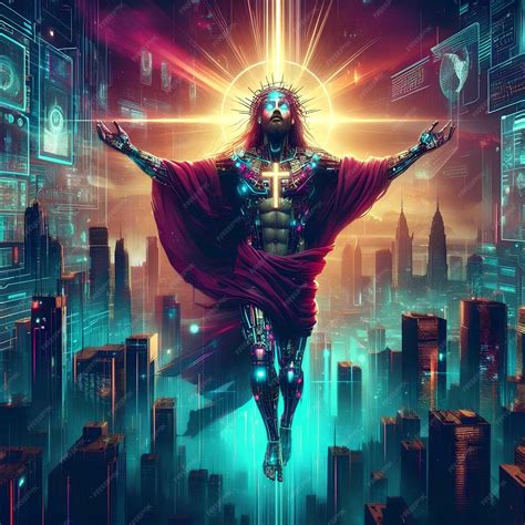 Premium Photo Resurrection Of Jesus In Cyber Punk Style 2