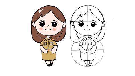 สอนวาดรูปครูการ์ตูน ผู้หญิง แบบง่ายๆ Youtube