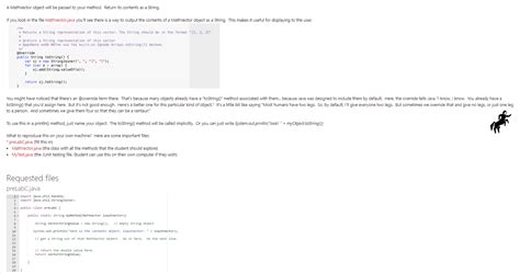 Solved A MathVector Object Will Be Passed To Your Method Chegg