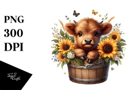 Cute Baby Highland Cow Watercolor