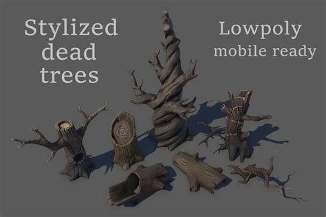 stylized dead tree pack 3d 植物 unity asset store