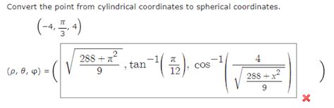 Solved Convert The Point From Cylindrical Coordinates To Chegg Com