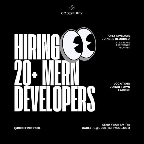 Codefinity Codefinitysol Codefinityusa Hiring Merndevelopers Codefinity Lahorejobs