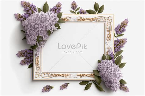 흰색 배경에 라일락 꽃이 있는 가로 프레임 Ai Generative 사진 무료 다운로드 Lovepik