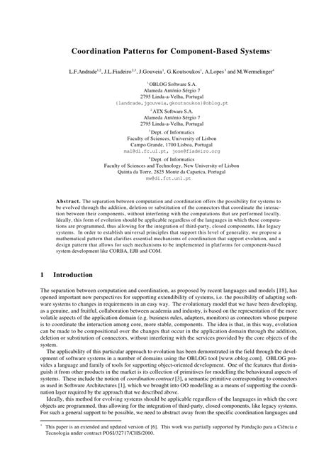 Pdf Coordination Patterns For Component Based Systems
