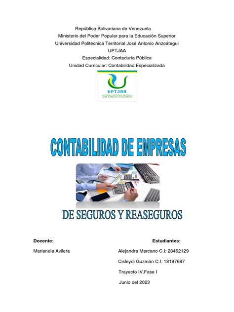 Unidad 1 Contabilidad Especializada Pdf Contabilidad Reaseguro