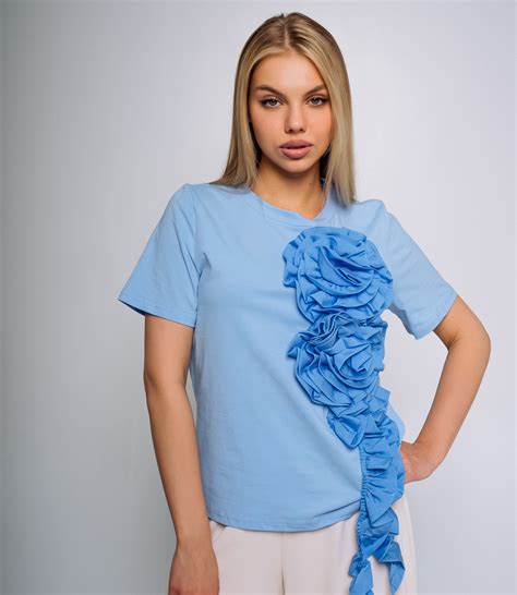 Футболка КТ1050 голубой купить женские футболки оптом