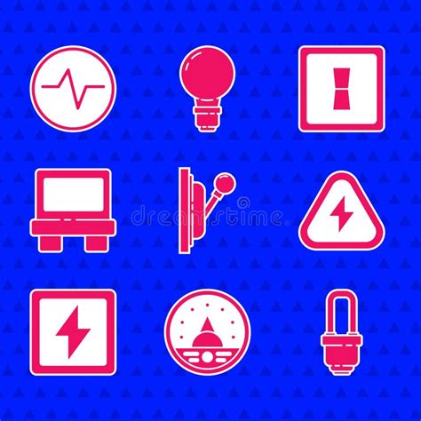 Set Electrical Panel Ampere Meter Multimeter Voltmeter Led Light Bulb High Voltage