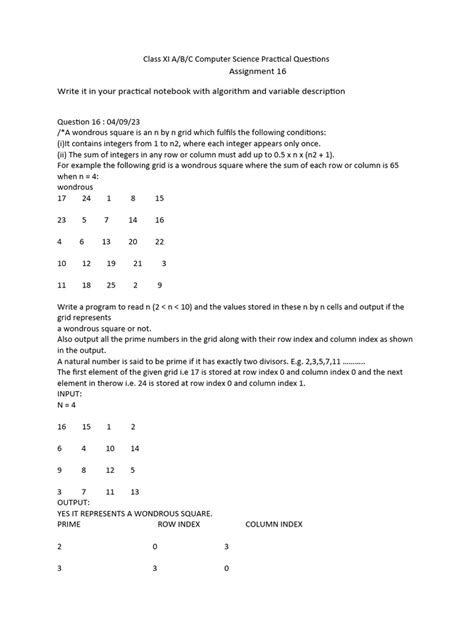 class 11 assignment 16 prac pdf theoretical computer science applied mathematics