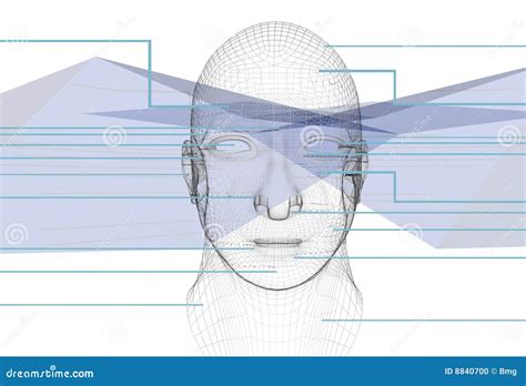 Blue Abstract Background With Head Cybernetics Stock Illustration