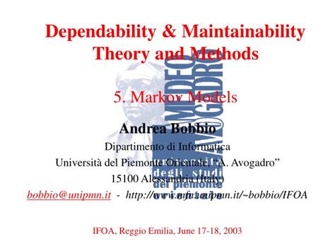 Ppt Dependability And Maintainability Theory And Methods 5 Markov Models Powerpoint