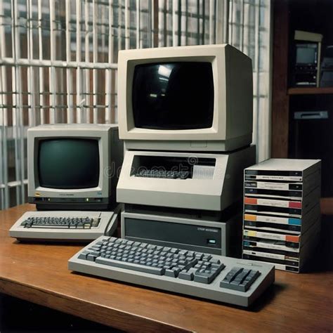 Vintage 1980s Setup Dos Interface And Dot Matrix Printer At Work Stock Image Image Of