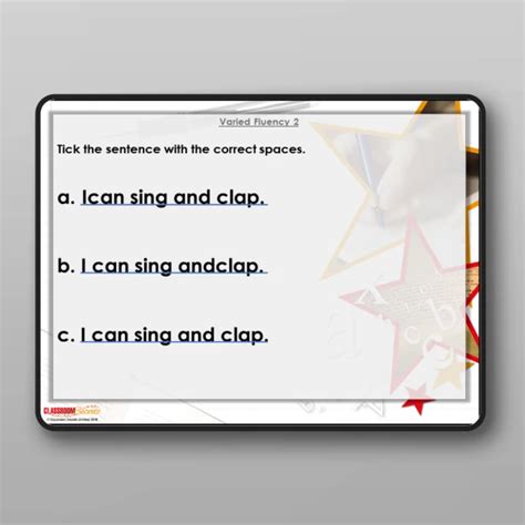 Year 1 Leaving Spaces Between Words Varied Fluency Resource Classroom