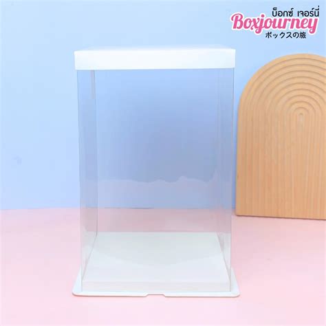 Boxjourney กล่องเค้กพลาสติก 1 ปอนด์ ทรงสูง ฝาขาว Boxjourney บ็อกซ์เจอร์นี่