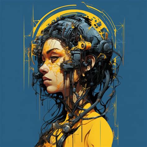 Premium Ai Image A Close Up Of A Woman With A Head Of Hair And A Robot On Her Head Generative Ai