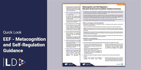 Quick Look Metacognition And Self Regulation Eef Guidance Summary
