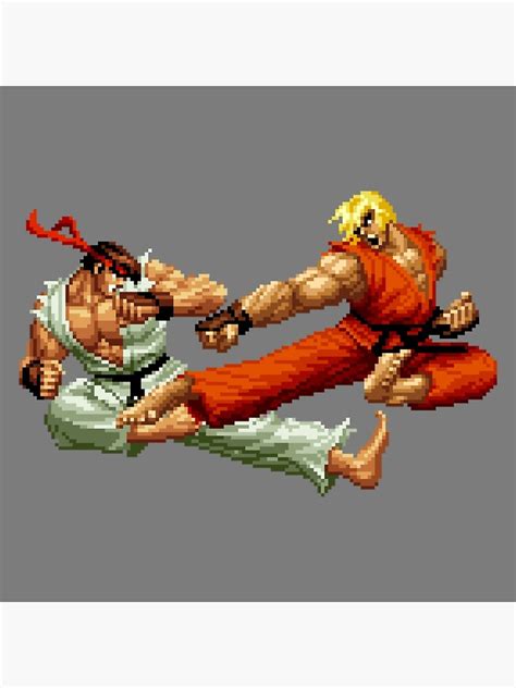 Ryu Vs Ken Street Pixel Fighter Poster For Sale By Neofo Redbubble
