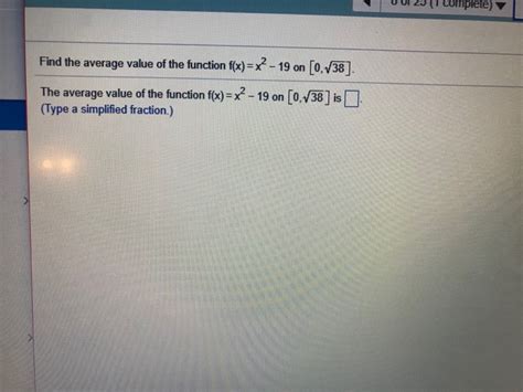 Solved 00125 1 Complete Find The Average Value Of The Chegg Com