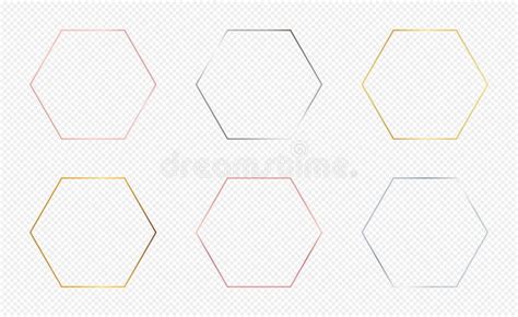 Set Of Six Hexagon Frames Stock Illustration Illustration Of Silver