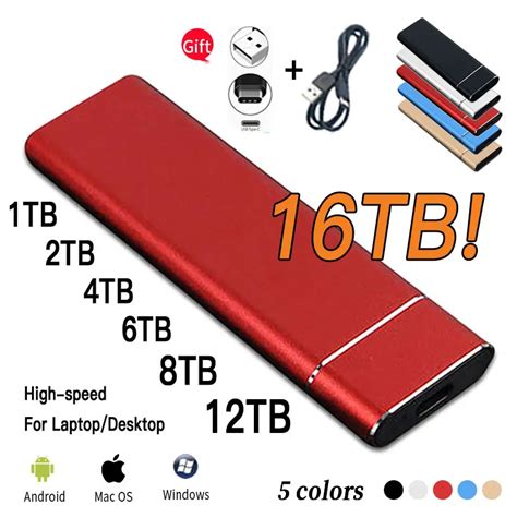 Usb휴대용 Ssd 1 테라바이트 외장 솔리드 스테이트 하드 드라이브 대용량 이동식 저장 장치 티몬