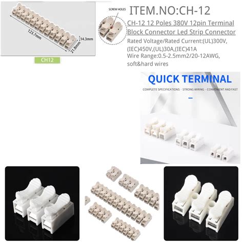 Ch 12 12 Poles 380v 12pin Terminal Block Connector Led Strip Connector