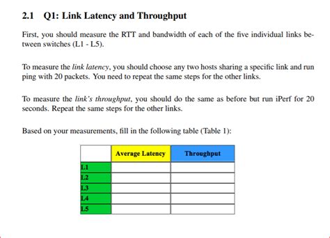 Solved 2 Task 2 Measurements In Mininet For The This Task