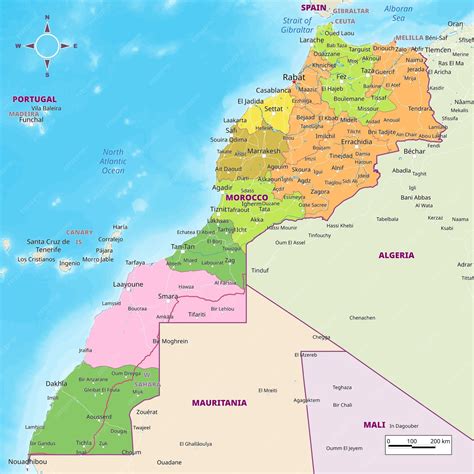 Premium Vector Morocco Political Map With Capital Cities Towns