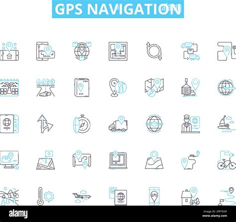 Gps Navigation Linear Icons Set Satellites Coordinates Maps