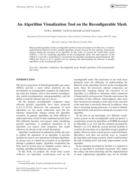 Pdf An Algorithm Visualization Tool On The Reconfigurable Mesh
