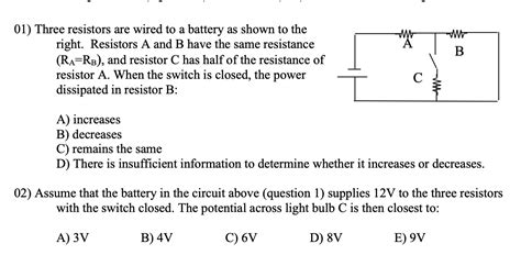 Solved Three Resistors Are Wired To A Battery As Shown To Chegg Com
