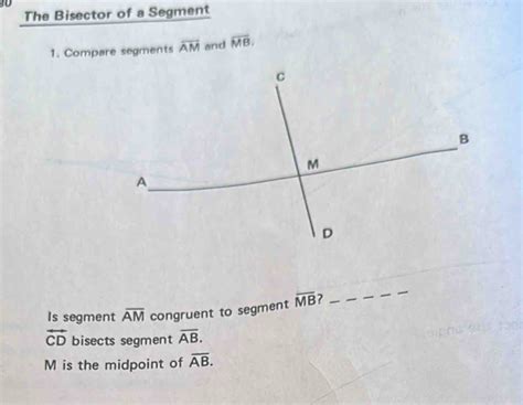 solved 30 the bisector of a segment 1 compare segments overline am
