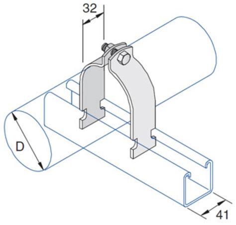 Unistrut M1119pg Pipe Clamp 302 338mm Web Electrical