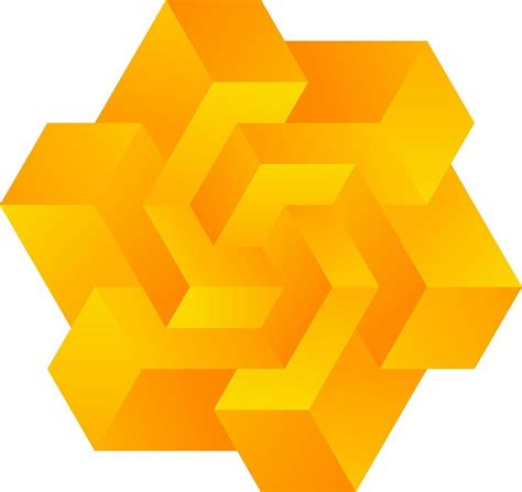 3d Optical Illusion Of Impossible Shape 3d Shape Of Blocks Vector Illustration Of Orange
