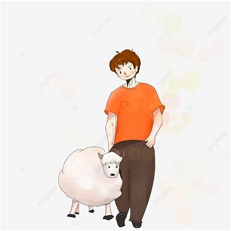 소년과 흰 양고기 소년 하얀 작은 양 Png 일러스트 및 Psd 이미지 무료 다운로드 Pngtree