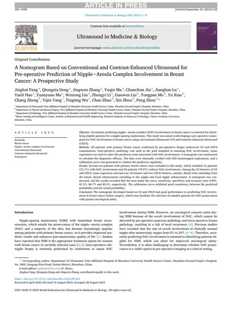 5a Nomogram Based On Conventional And Contrast Enhanced Ultrasound For Pdf Receiver