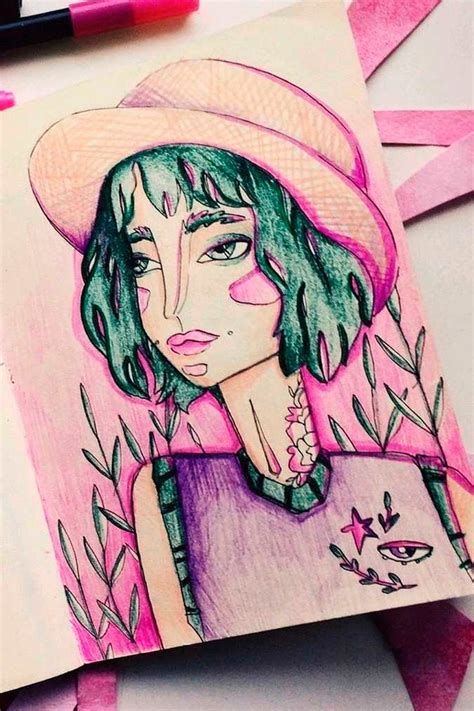 🎨Идеи для скетчбука девушка Рисование Фломастеры Рисунки